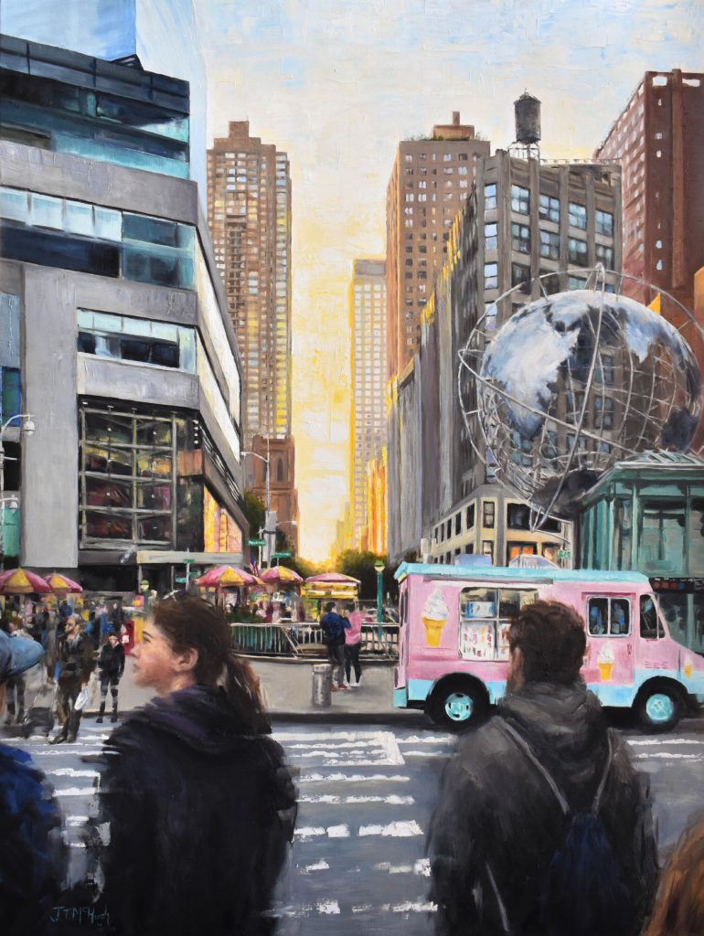 Painting of the Week: Columbus Circle Golden Hour - Realism Today